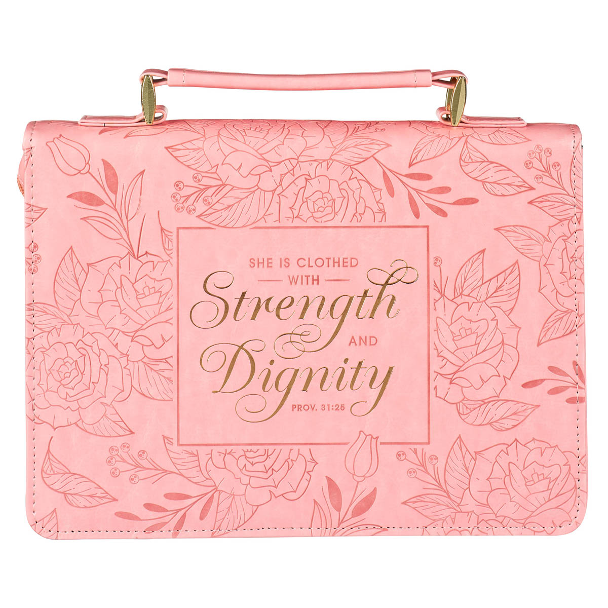 Strength and Dignity Rose Pink Faux Leather Bible Cover - Proverbs 31 ...